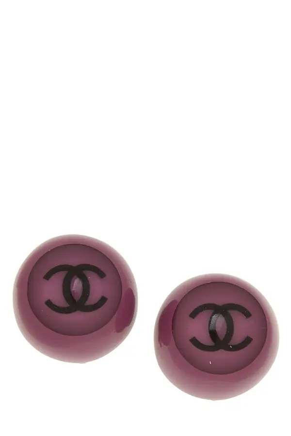 Chanel Button Clip-on Earrings - Purple