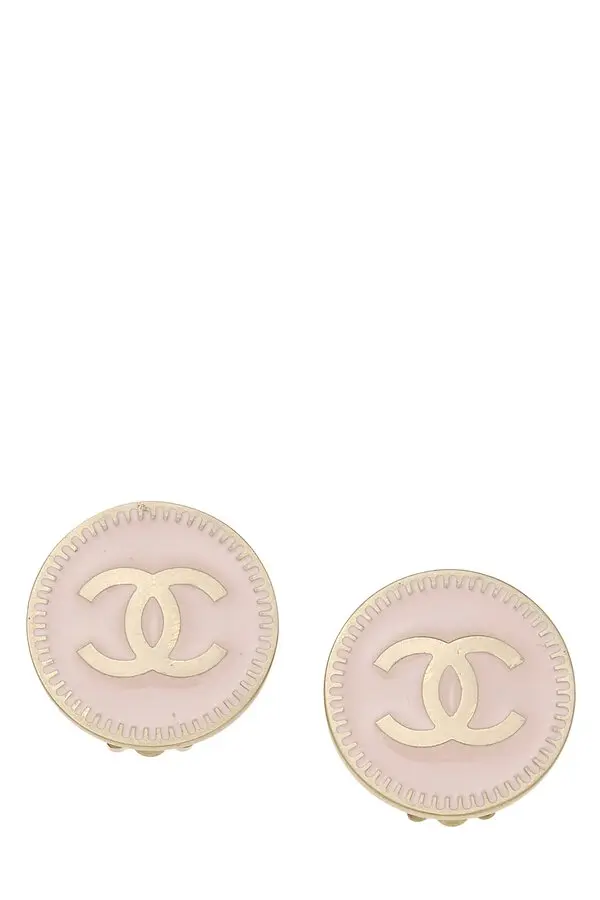Chanel Vintage Acrylic 'cc' Clip-on Earrings - Pink