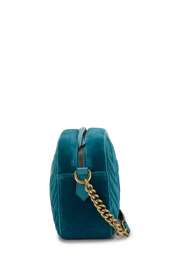 Gucci Velvet Gg Marmont Shoulder Bag - Blue