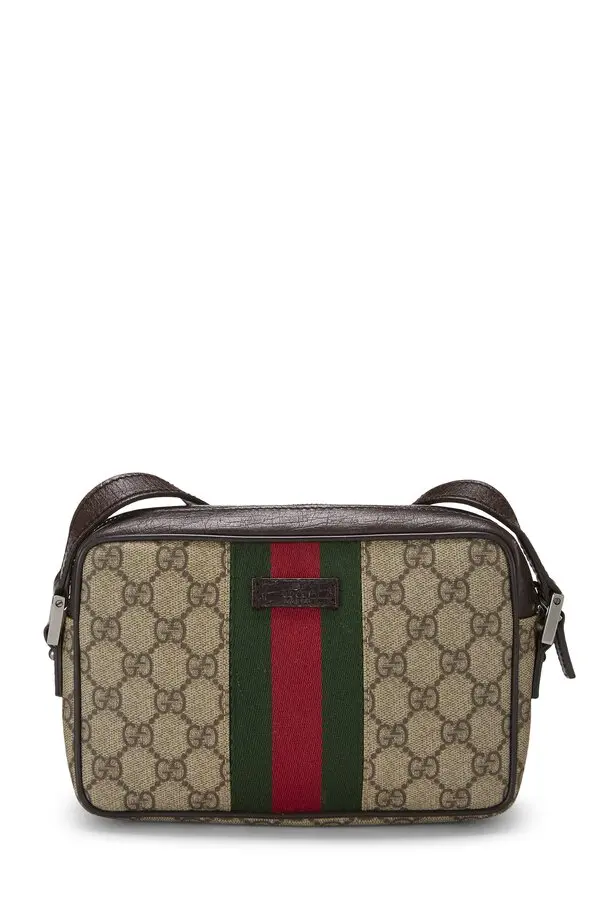 Gucci Gg Supreme Vintage Web Crossbody - Beige