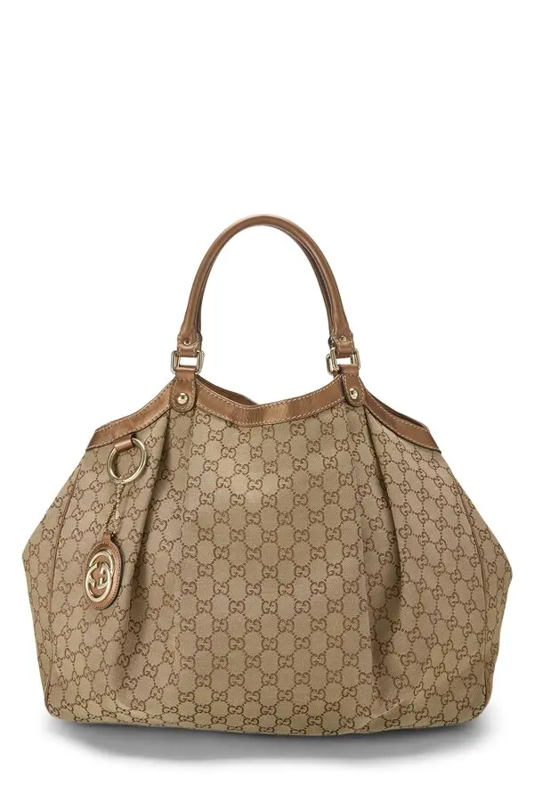 Gucci Original Gg Canvas Lurex Sukey Tote - Beige