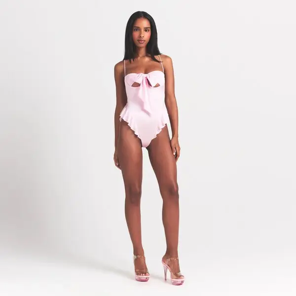 SKIMS Stretch Satin Tie Front Teddy - Halite