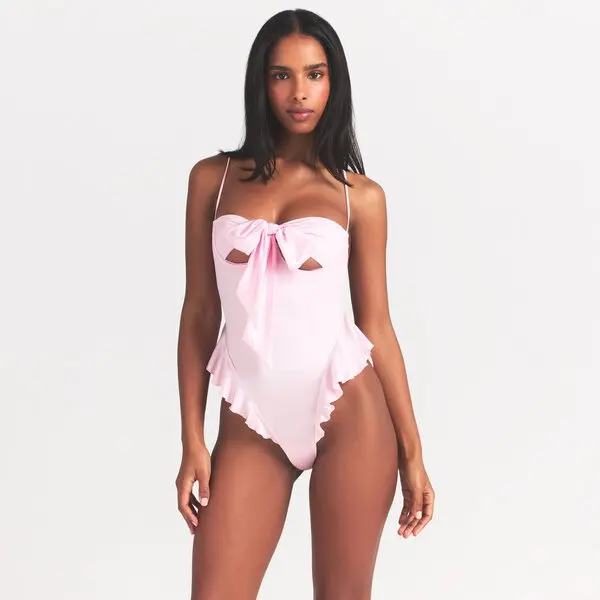 SKIMS Stretch Satin Tie Front Teddy