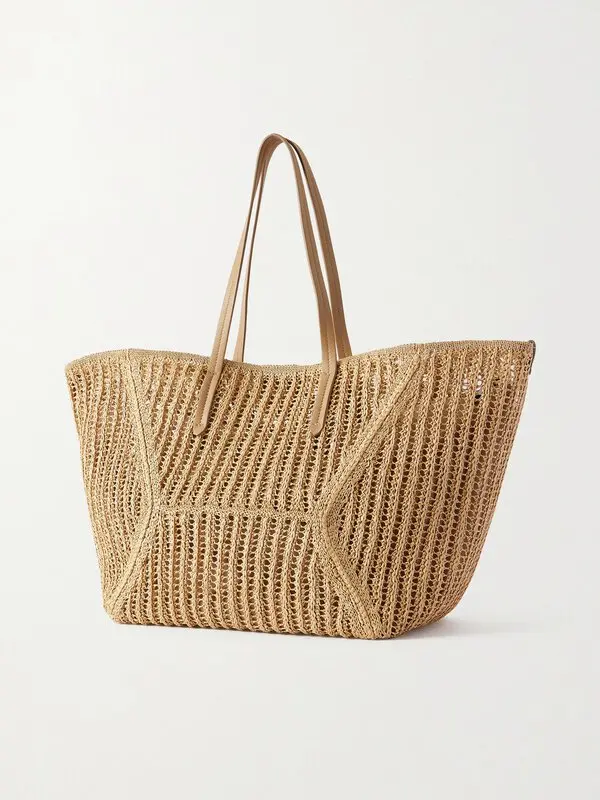 Brunello Cucinelli Leather-trimmed Woven Tote - Neutrals