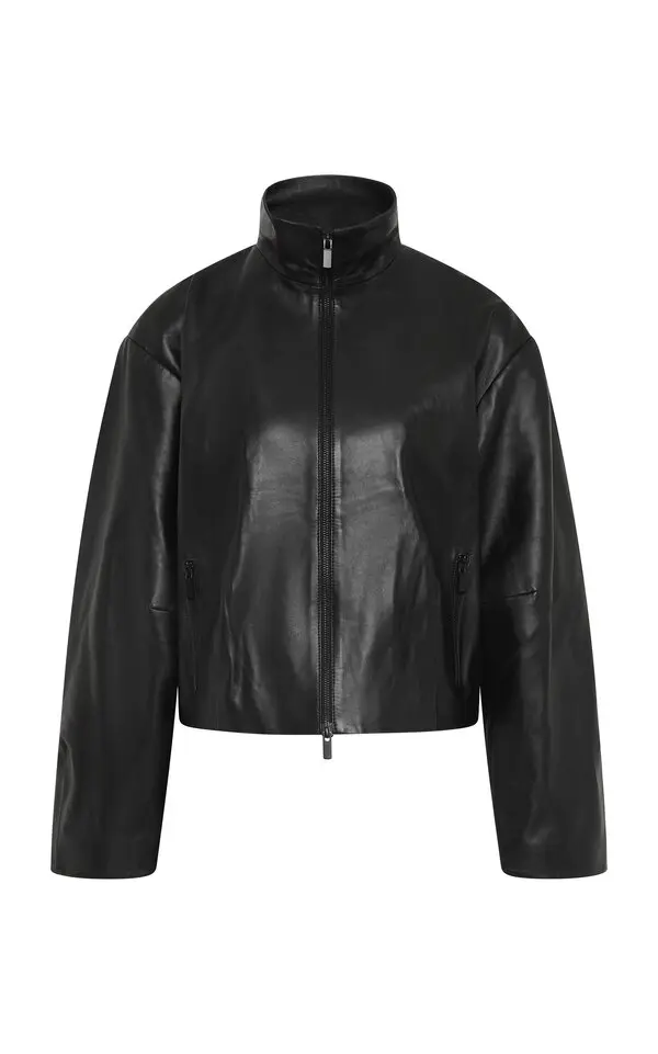 ST. AGNI Zip Leather Jacket - Black