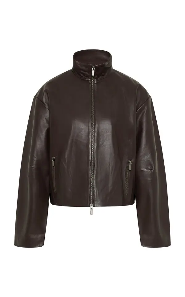 ST. AGNI Zip Leather Jacket - Brown