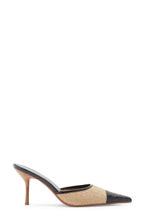 Jeffrey Campbell Pointed Toe Mule - Tan Jute Black Ostrich