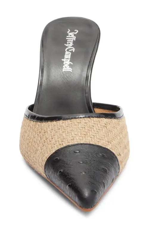 Jeffrey Campbell Pointed Toe Mule - Tan Jute Black Ostrich