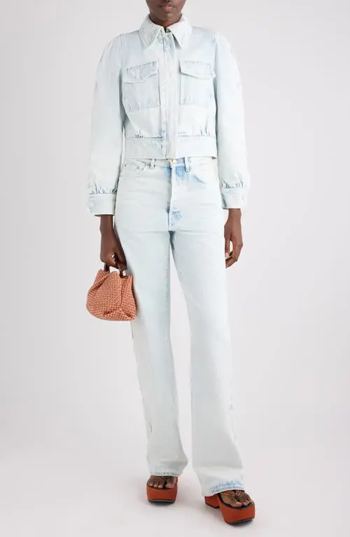 Dries Van Noten Extreme Bleach Heavyweight Denim Jacket - Pale Blue