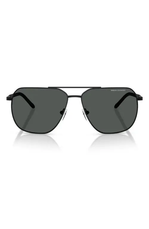Armani Exchange 59mm Pilot Sunglasses - Matte Black/dark Grey