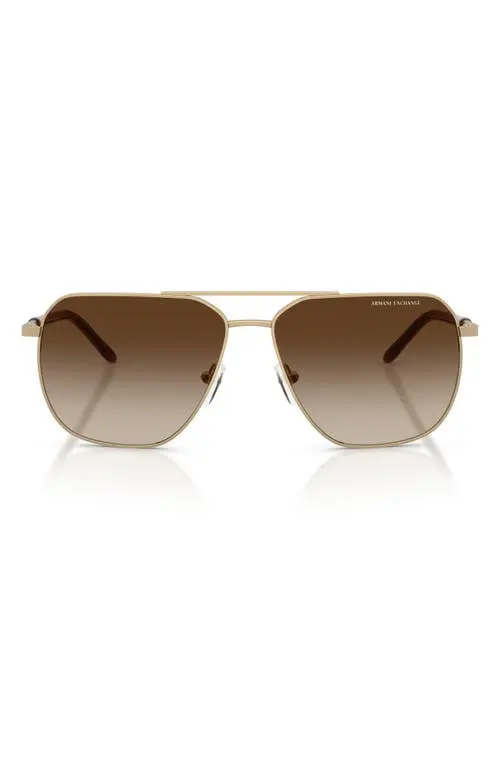 Armani Exchange 59mm Pilot Sunglasses - Matte Pale Gold/brown