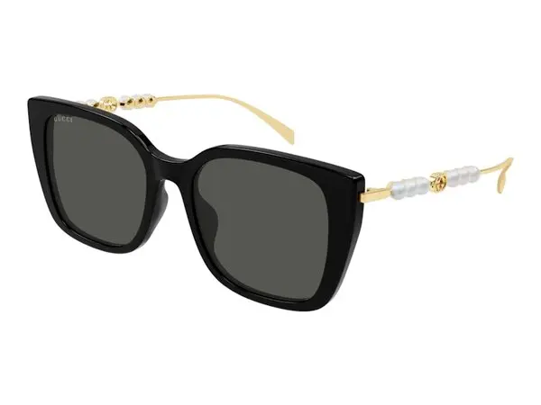Gucci Square Frame Sunglasses - Black Gold Grey/grey (gg1971sa/001)