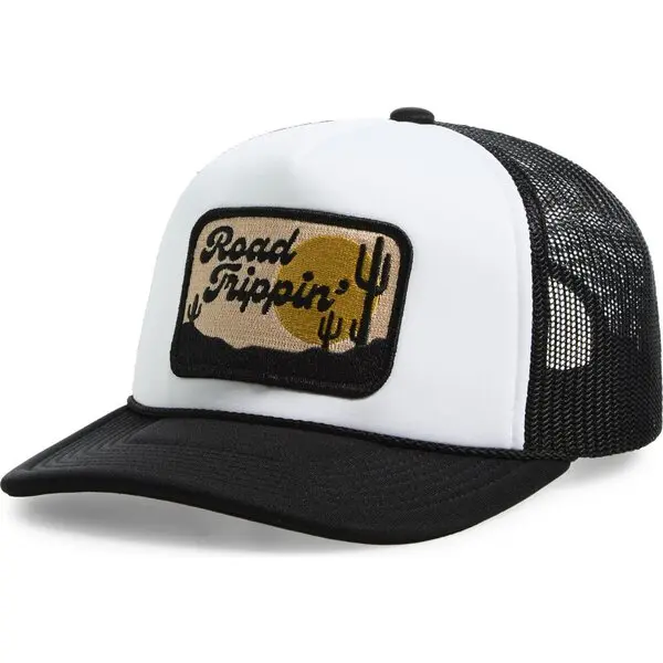 LOCAL BEACH Road Trippin' Patch Trucker Hat - Black/white