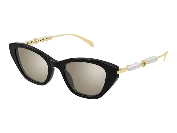 Gucci Cat Eye Sunglasses - Black Gold Brown/brown (gg1968s/004)