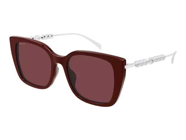 Gucci Square Frame Sunglasses - Burgundy Silver Red/red (gg1971sa/004)