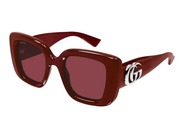 Gucci Round Frame Sunglasses - Burgundy Burgundy Red/red (gg1975s/005)