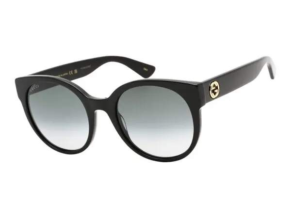 Gucci Round Frame Sunglasses - Shiny Black/grey Gradient (gg0035sn/001)