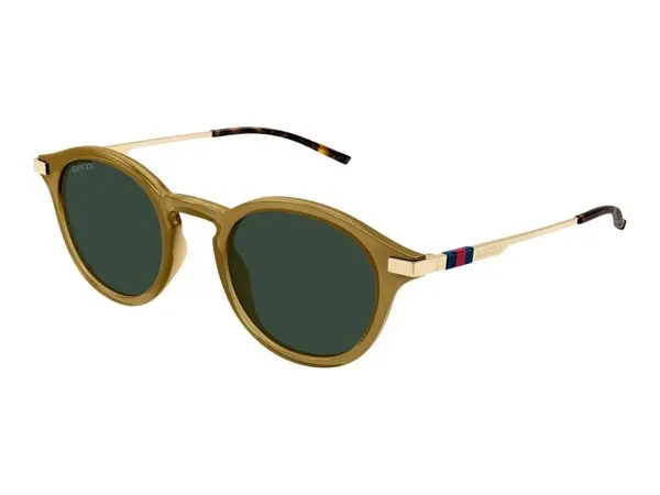 Gucci Round Frame Sunglasses - Brown Gold Green/green (gg1890s/003)