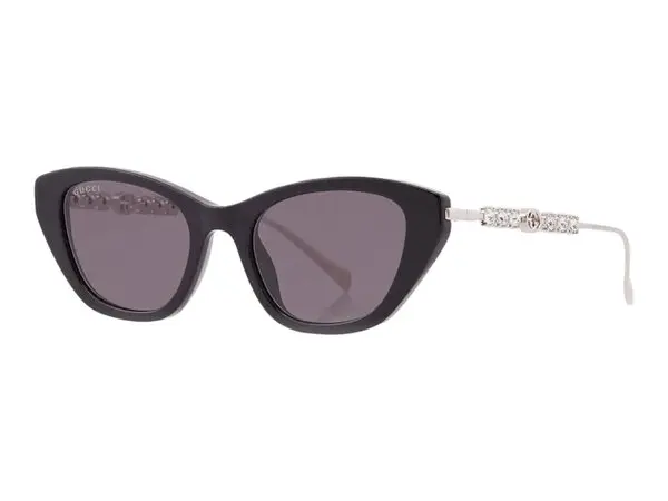 Gucci Cat Eye Sunglasses - Black Silver Grey/grey (gg1968s/002)