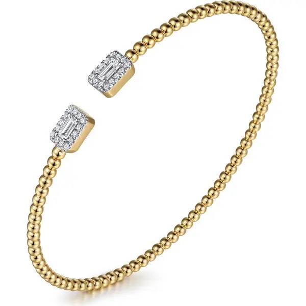 GABRIEL & CO. Diamond Baguette Beaded Cuff Bracelet - Gold