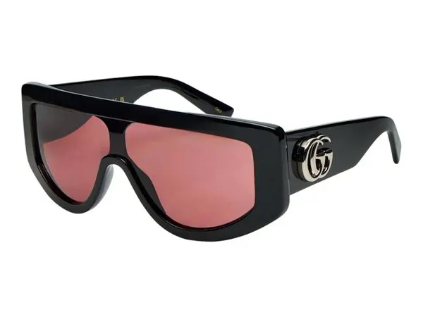 Gucci Shield Sunglasses - Black Black Red/red (gg1950s/002)