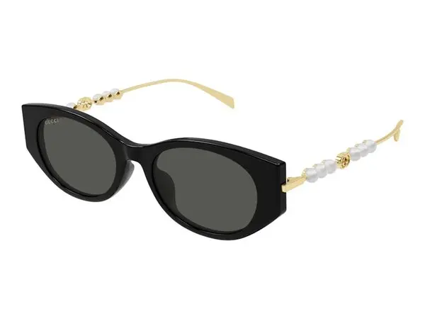 Gucci Cat Eye Sunglasses - Black Gold Grey/grey (gg1970sa/001)