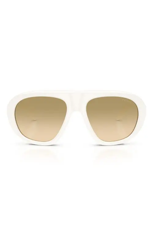 Prada 57mm Irregular Sunglasses - Talc/yellow Gradient Brown