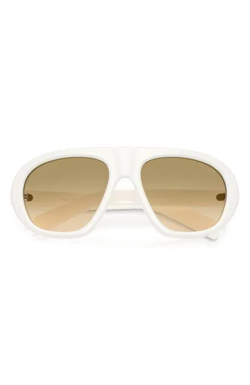 Prada 57mm Irregular Sunglasses - Talc/yellow Gradient Brown