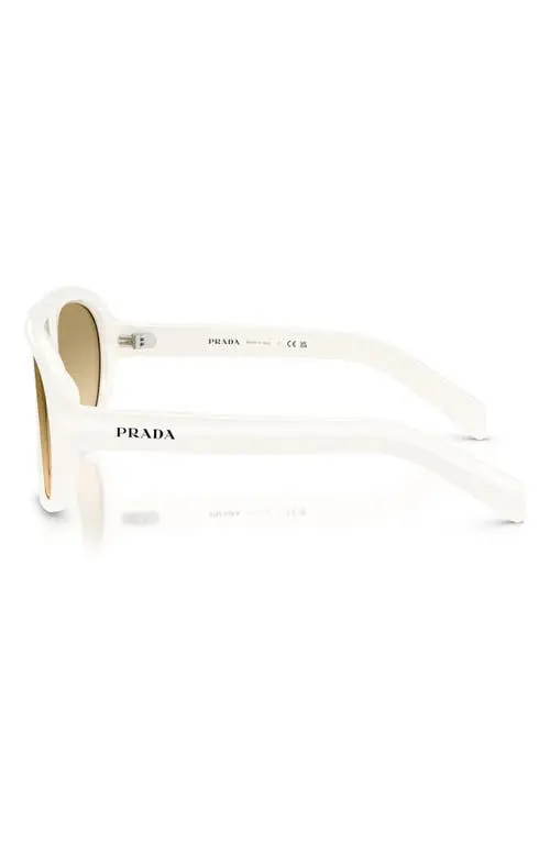 Prada 57mm Irregular Sunglasses - Talc/yellow Gradient Brown