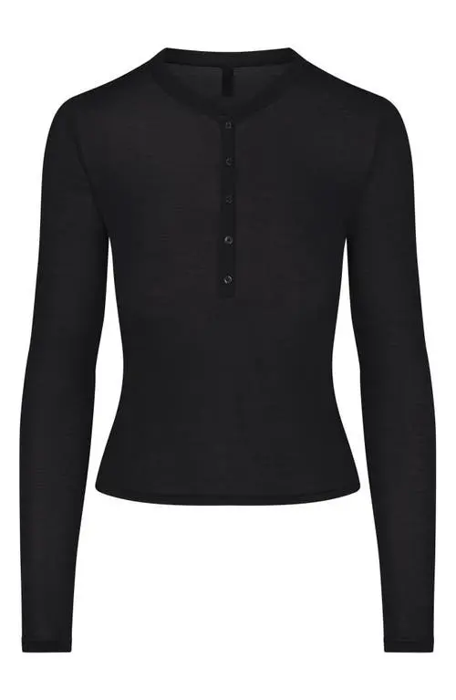 SKIMS Sheer Modal Henley - Onyx