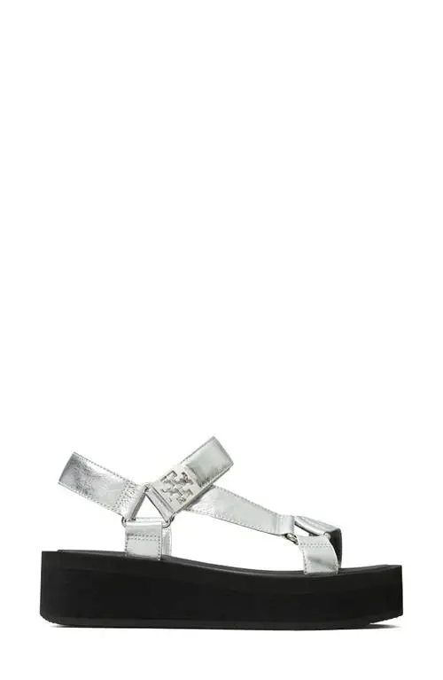 Tory Burch Mellow Platform Sandal - Silver/perfect Black