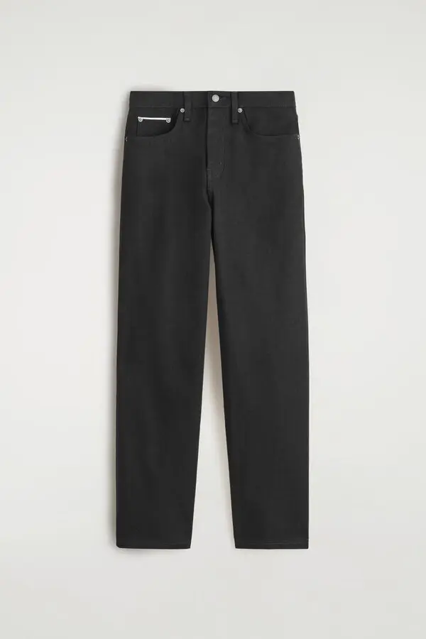 Cos Rider Raw Selvedge Relaxed-fit Straight-leg Jeans - Black