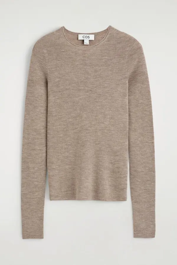 Cos Seamless Merino Wool Long-sleeved Top - Beige