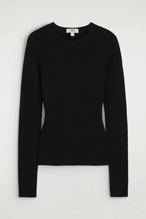 Cos Seamless Merino Wool Long-sleeved Top - Black