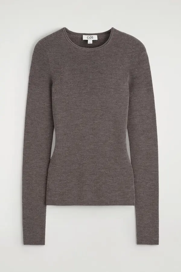 Cos Seamless Merino Wool Long-sleeved Top - Brown