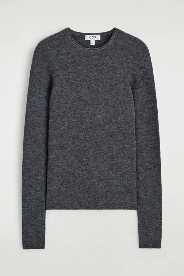 Cos Seamless Merino Wool Long-sleeved Top - Gray
