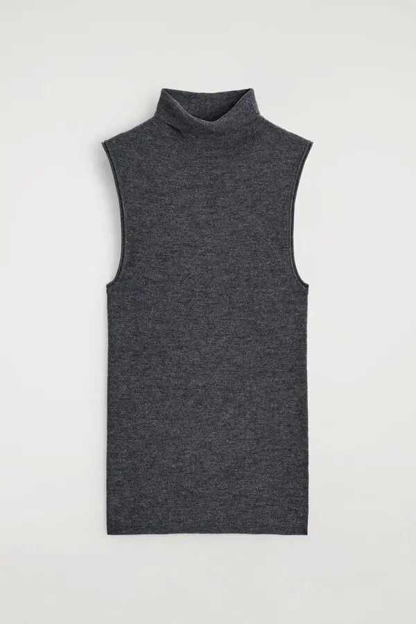 Cos Seamless Merino Wool Turtleneck Top - Gray