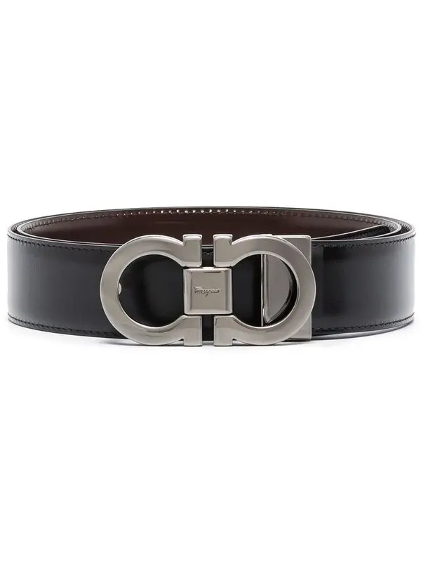 FERRAGAMO Gancini Leather Belt - Black