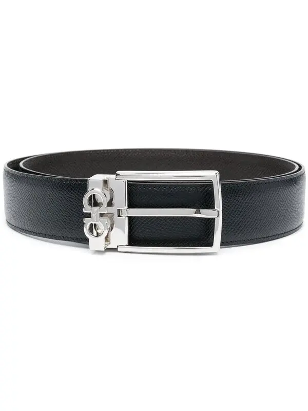 FERRAGAMO Gancini Leather Belt - Black
