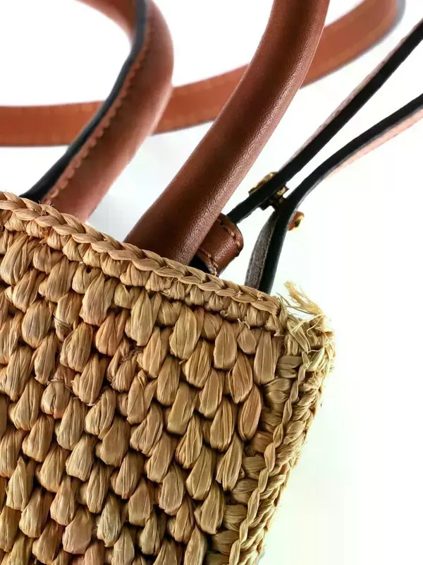 Loewe A5 Tote Raffia And Leather Crossbody Bag - Neutrals