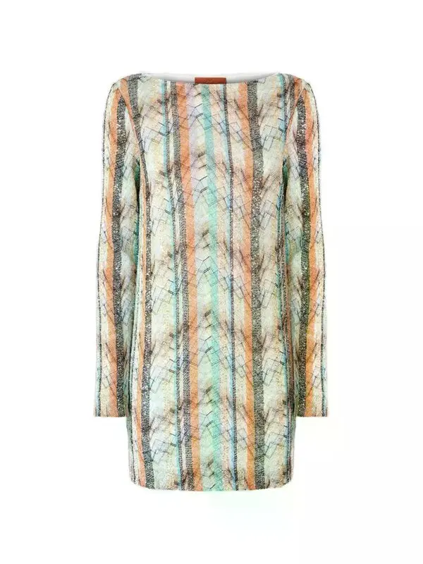 Missoni Long-sleeve Mini Dress - Neutrals
