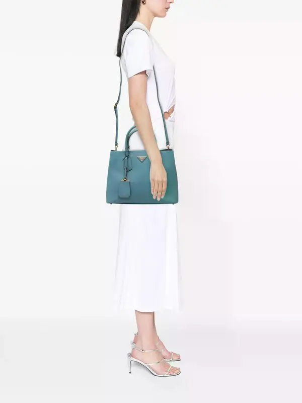 Prada Medium Saffiano Cuir Double Satchel - Blue