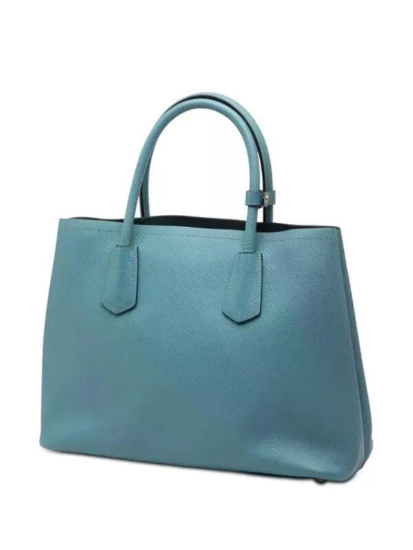 Prada Medium Saffiano Cuir Double Satchel - Blue