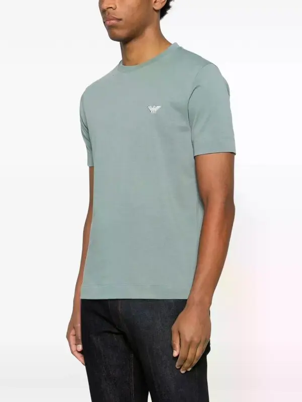 Emporio Armani Eagle-embroidery Crew-neck T-shirt - Blue