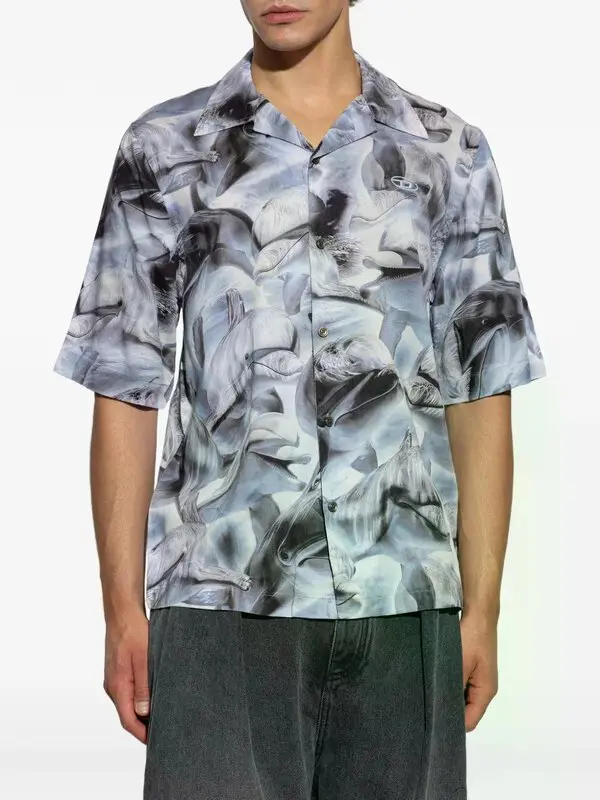 DIESEL® S-brack Dolphin-print Shirt - Grey