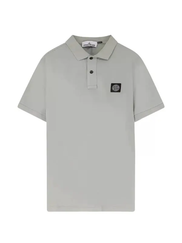 Stone Island 2200008 Organic Cotton Piqué With Stretch Slim-fit Short-sleeve Polo Shirt With Compass Patch - Green