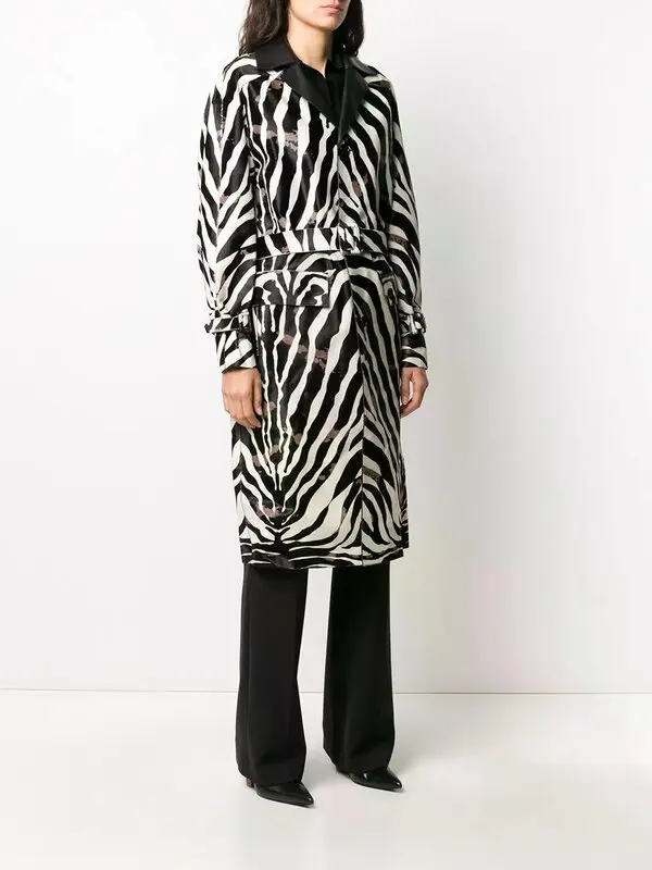 TOD'S Zebra Print Calf Hair Trench Coat
