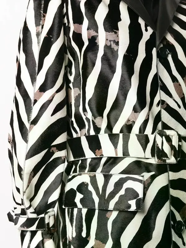 TOD'S Zebra Print Calf Hair Trench Coat