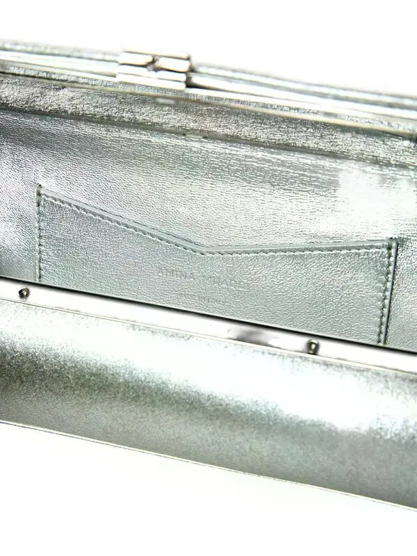 Amina Muaddi Ami Clutch - Silver