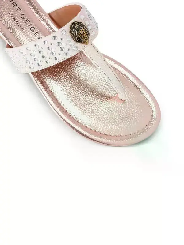 Kurt Geiger Kensington Crystal Eagle Flat Sandals - Pink